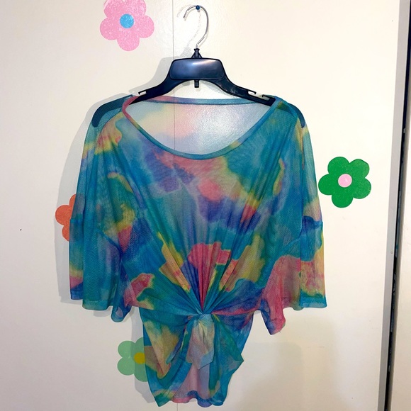 SHEIN | Tops | Neon Mesh Colorful Tiedie Top Shein Curve | Poshmark